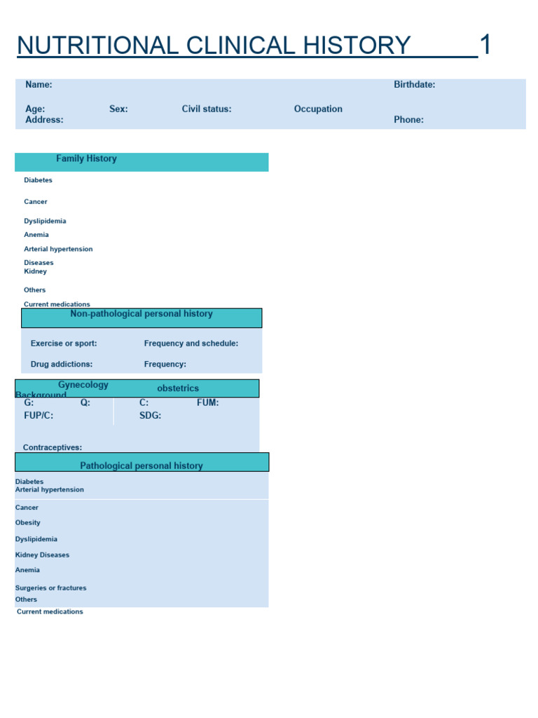 Nutritional Clinical History | Download Free PDF | Foods | Meal