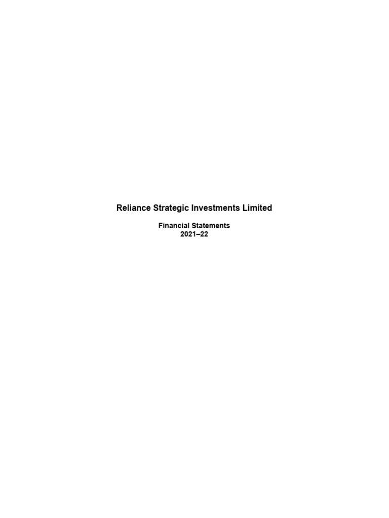 Reliance Strategic Investments Limited | PDF | Internal Control | Audit