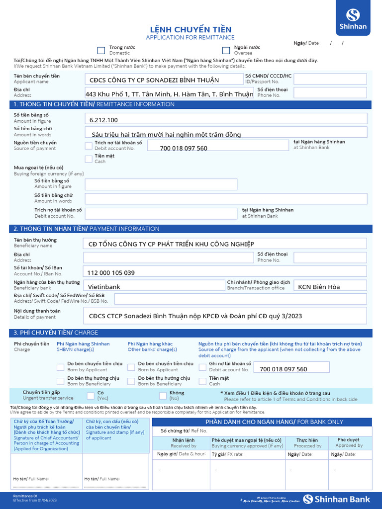 Remittance 01 Application For Remittance - Edited | PDF