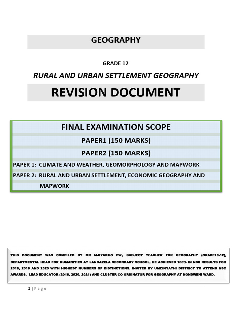 Settlements (Rural and Urban) Revision Document | PDF | Urban Sprawl | Urbanization