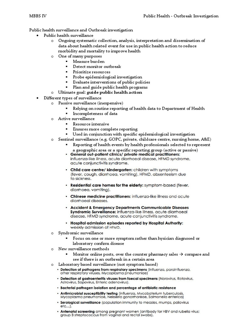 Public Health - Public Health Surveillance and Outbreak Investigation ...