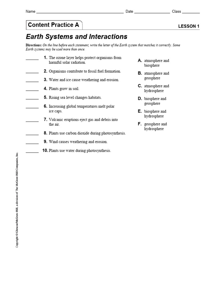 Lesson 1 Packet Earth Systems | PDF | Soil | Carbon Cycle