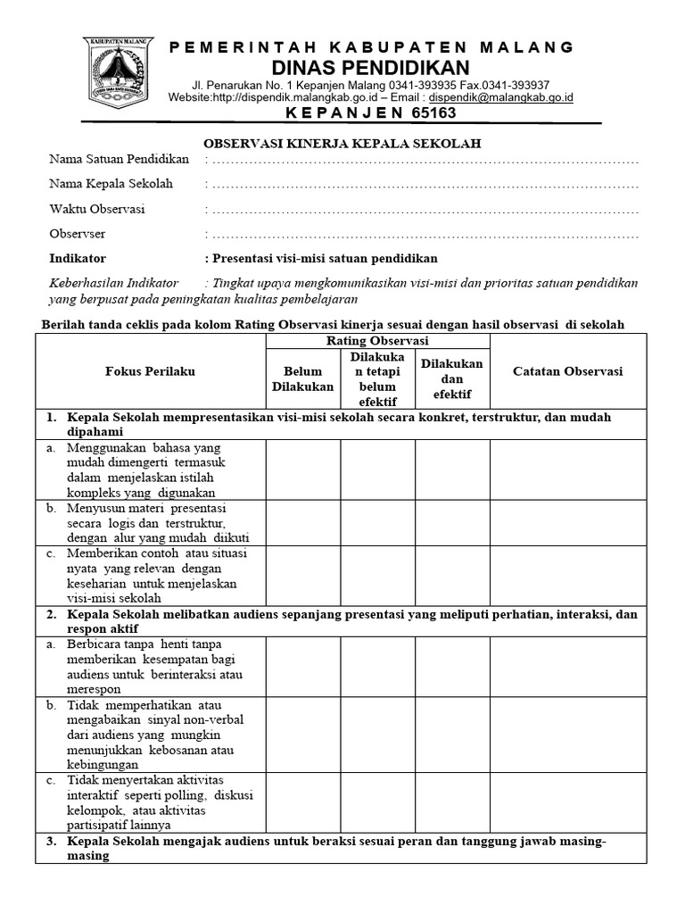Lembar Observasi PMM Untuk KS | PDF