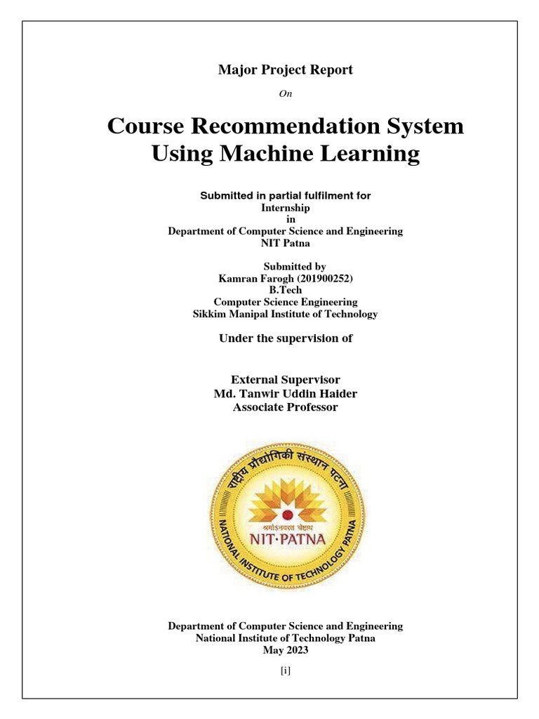 Major Project Report NIT 2019002 | PDF | Educational Technology | Data ...