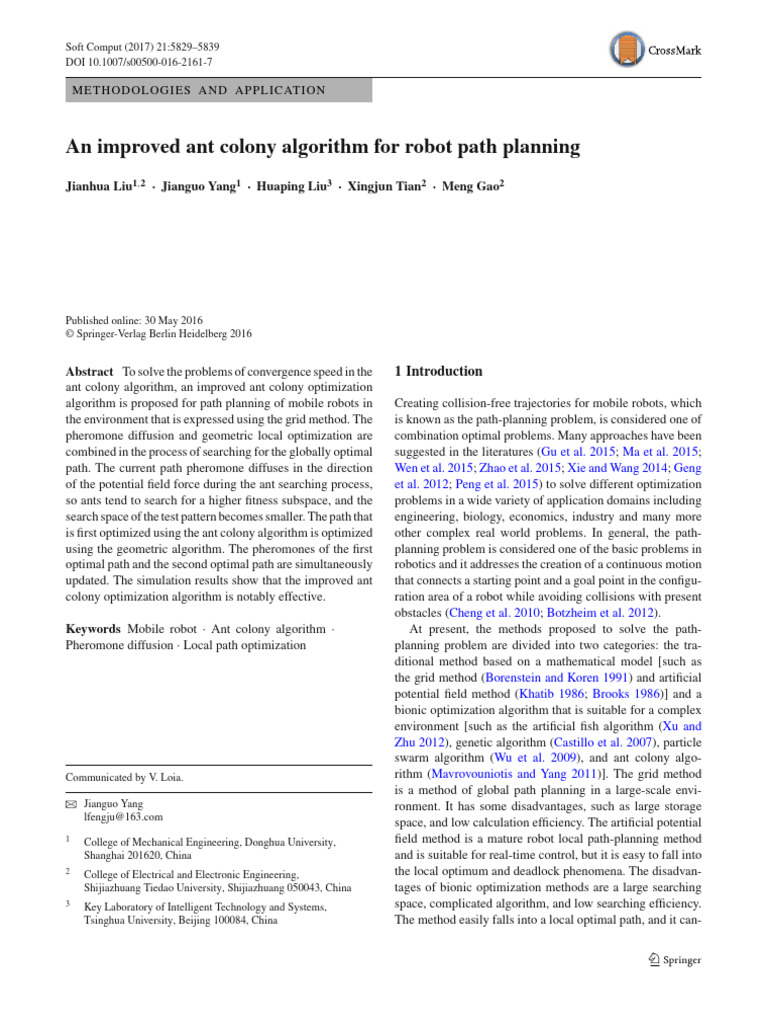 An Improved Ant Colony Algorithm For Robot Path Planningsoft Computing Pdf Applied Mathematics