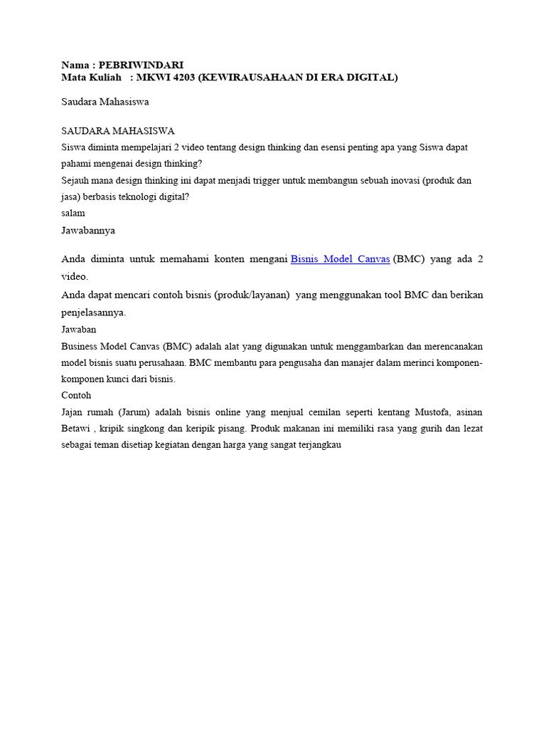 Diskusi 5 - Kewirausahaan | PDF