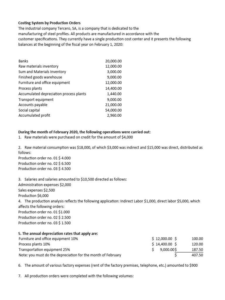 Production Cost Analysis for Tercero SA | PDF | Inventory | Expense
