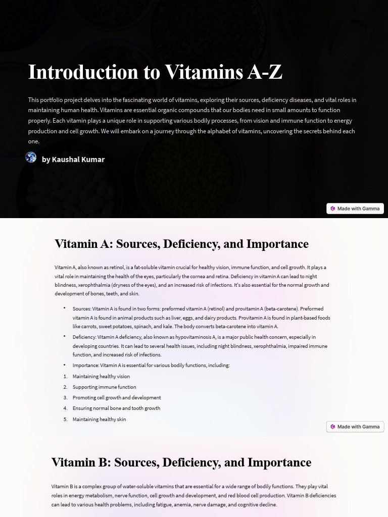 Introduction To Vitamins A Z | PDF | Vitamin A | Vitamin