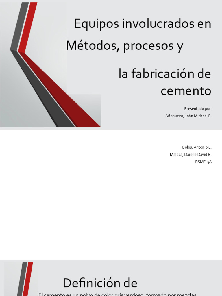 Métodos, Procesos y Equipos Involucrados en La Fabricación de Cemento ...