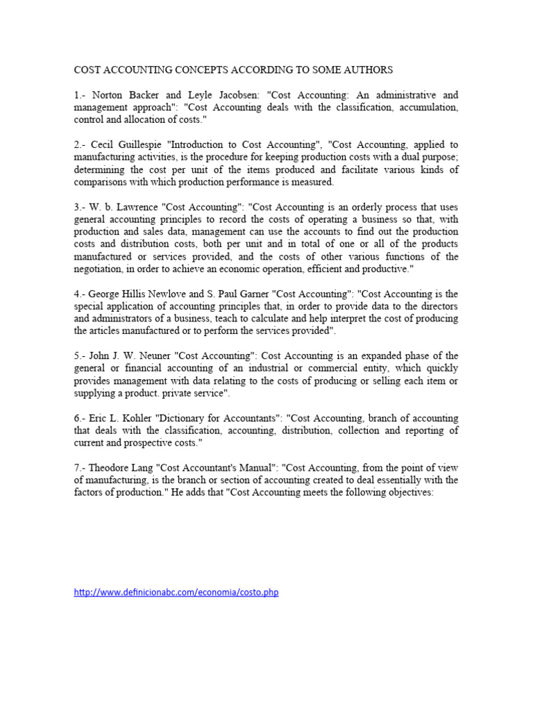 Cost Accounting Concepts Explained | PDF | Expense | Prices