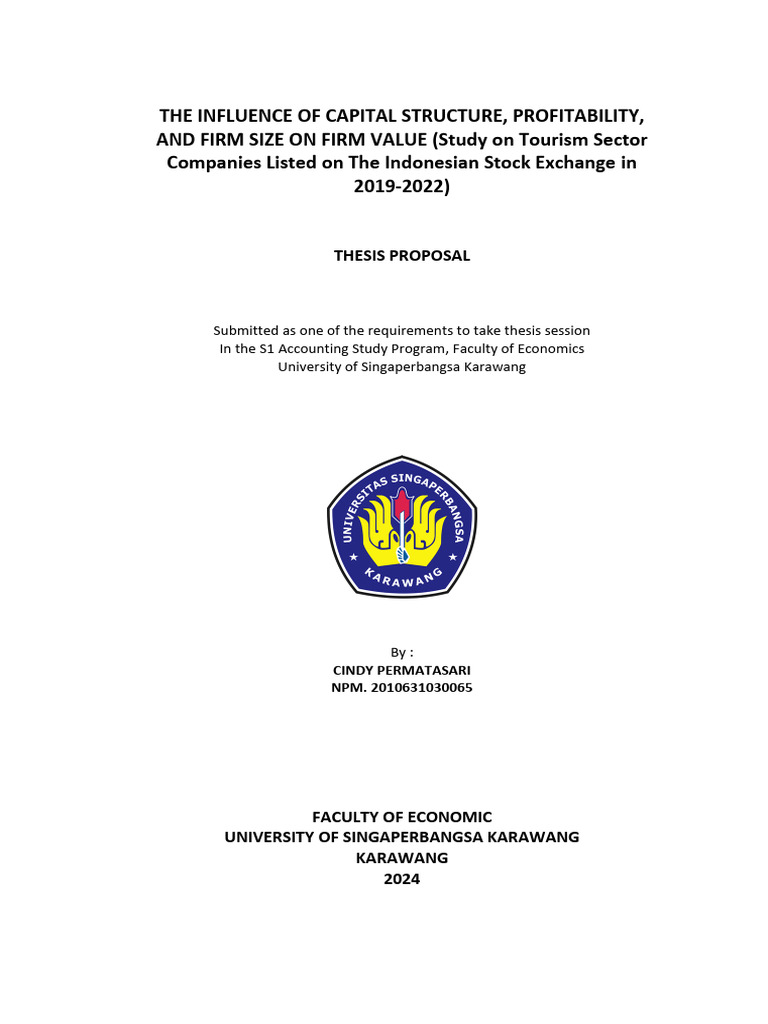 Thesis Proposal by Cindy Permatasari | PDF | Financial Capital | Cost Of Capital