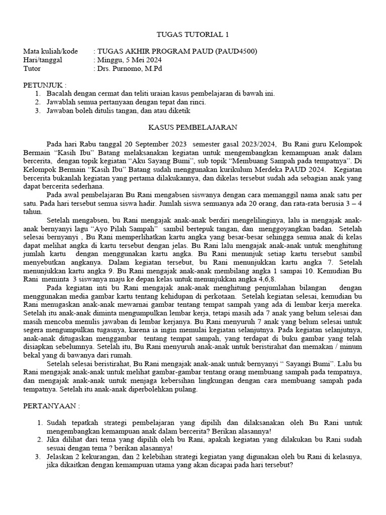 Tugas Tutorial 1 TAP PAUD 2024.1 | PDF