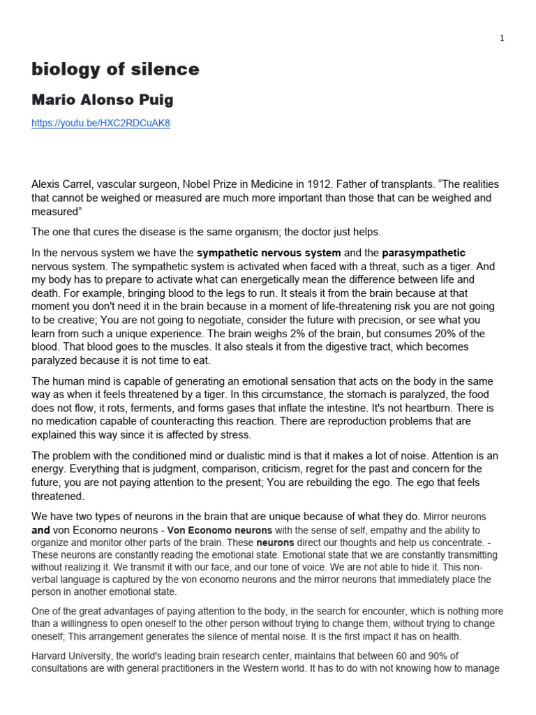 Biology of Silence | PDF | Brain | Mind