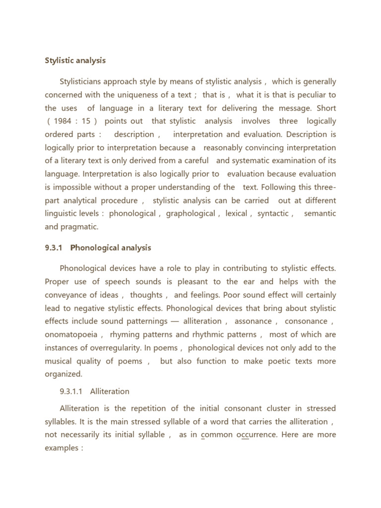Levels of Stylistic Analysis | PDF | Metaphor | Metre (Poetry)