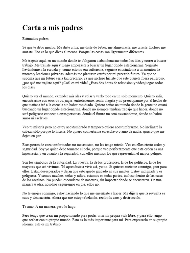 Carta A Mis Padres | PDF