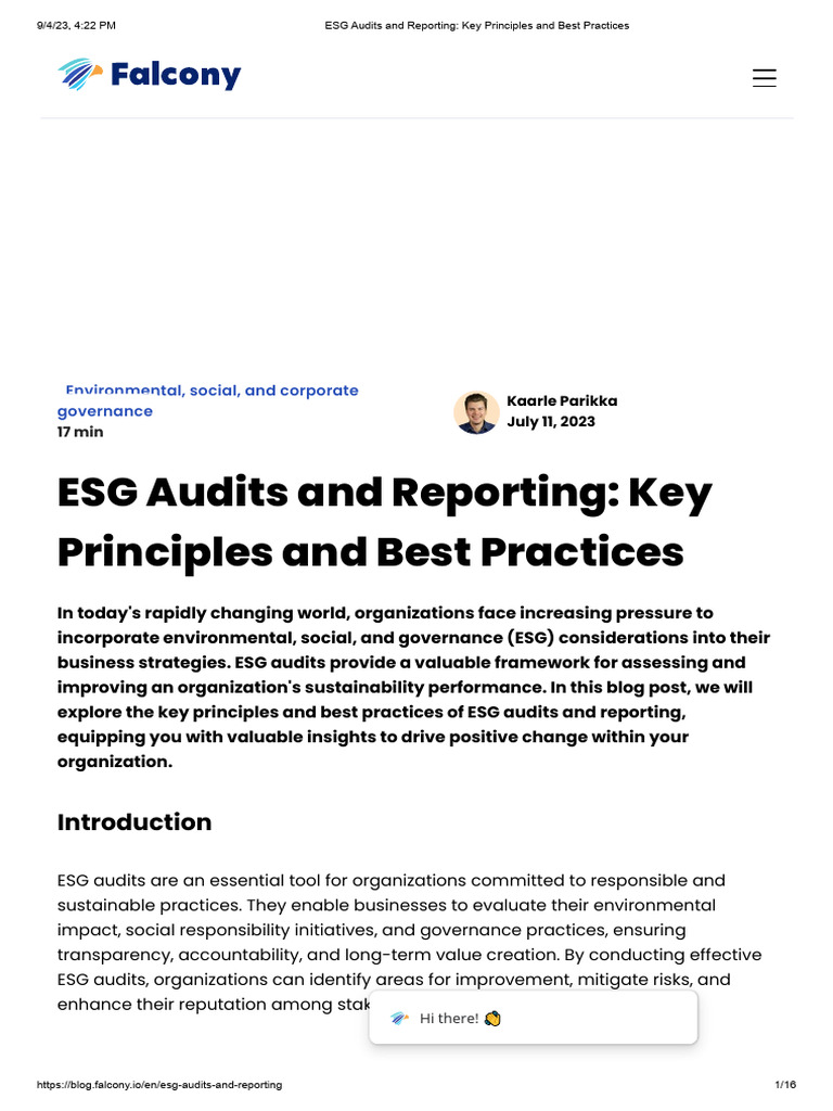 ESG Audits and Reporting - Key Principles and Best Practices | PDF ...