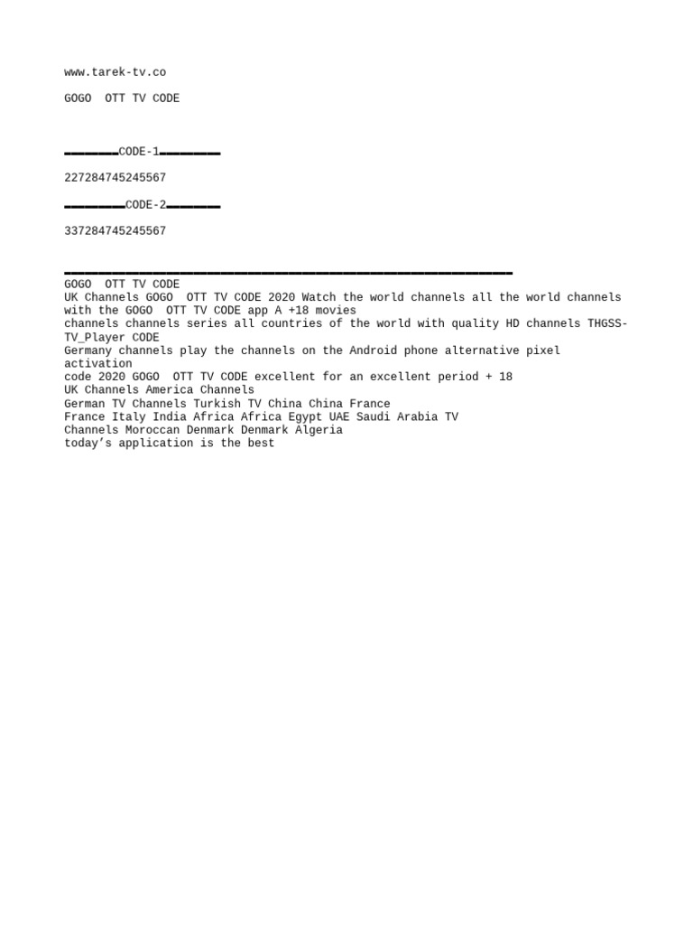 GOGO OTT TV Activation Codes 2025 | PDF | Technology & Engineering