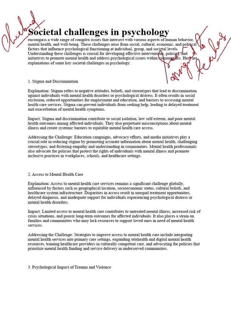 Societal Challenges in Psychology | PDF | Mental Health | Psychological ...