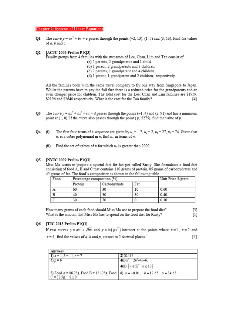 02 System of Equations | PDF | Foods | Mathematics