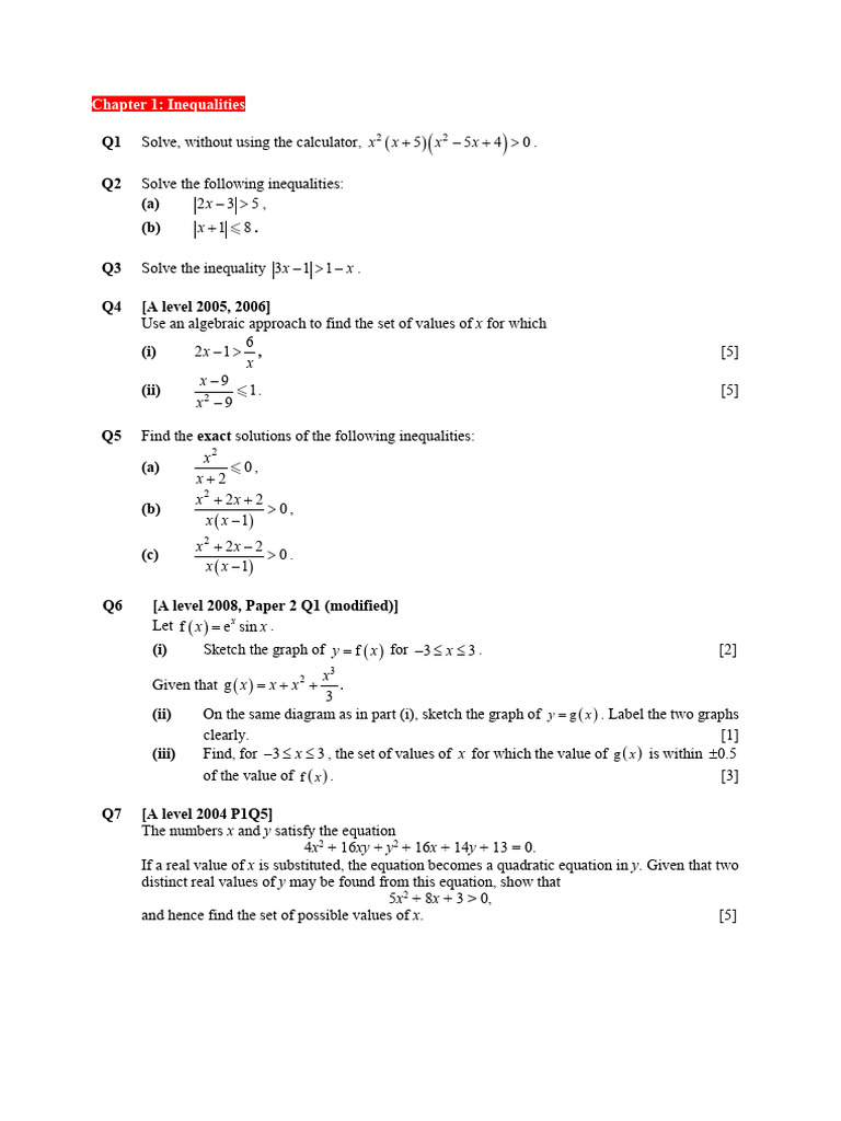 01 Inequalities | PDF | Equations | Inequality (Mathematics)