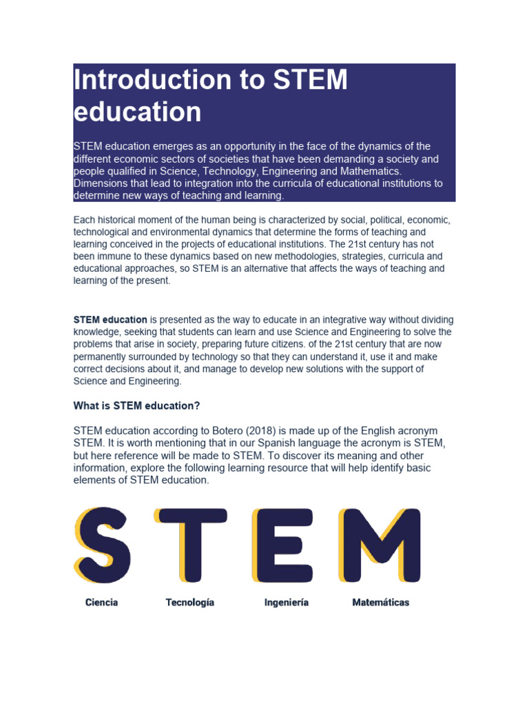 Introduction To STEM Education | PDF | Science | Science, Technology ...