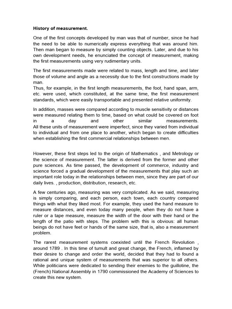 History of Measurement | PDF | Measurement | Metrology