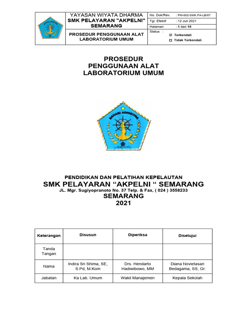 Prosedur Penggunaan Alat Lab Umum | PDF