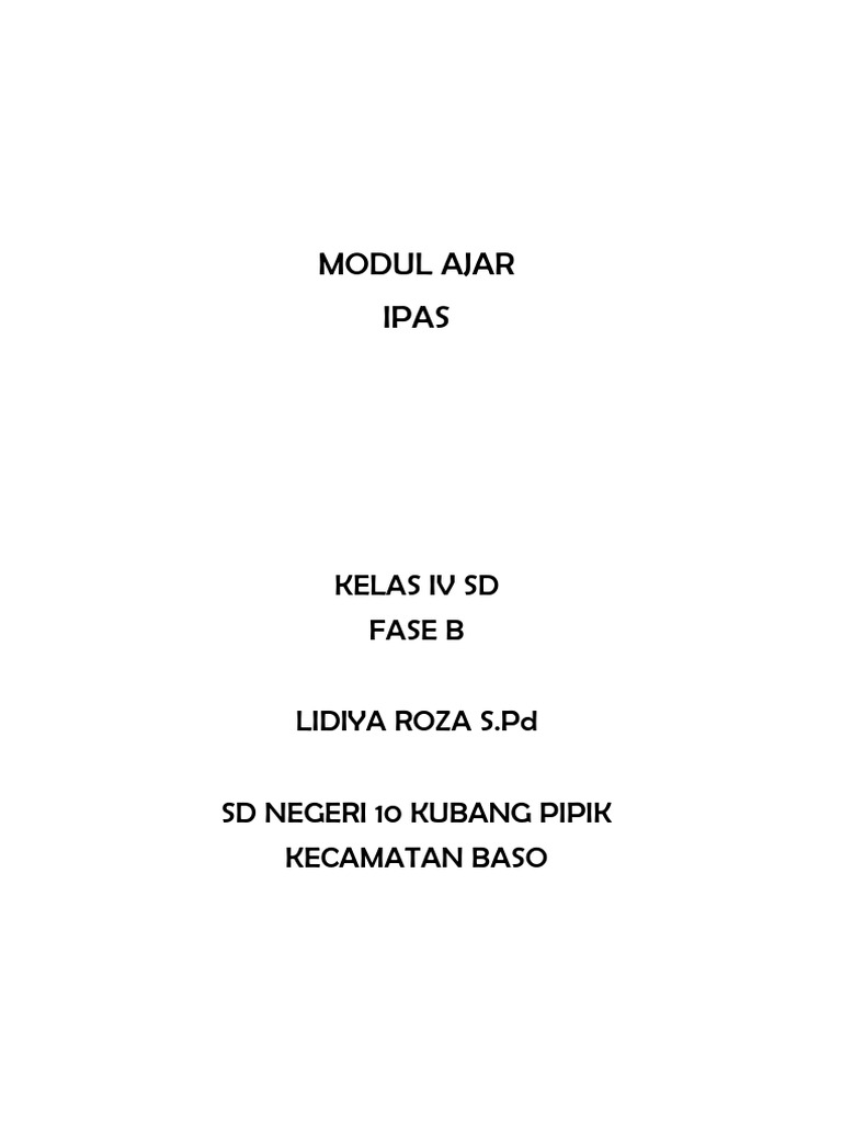 Modul Pembelajaran IPAS Kelas IV SD | PDF | Karier & Perkembangan