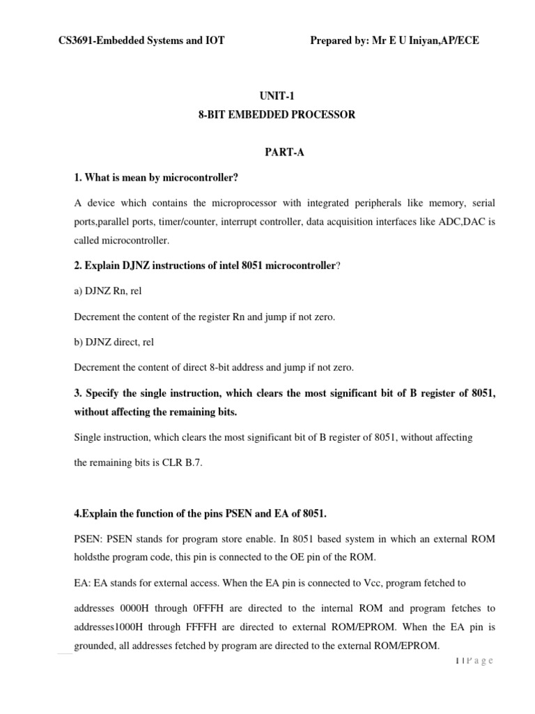 Cs3691-Unit 1 | PDF | Microcontroller | Electrical Engineering
