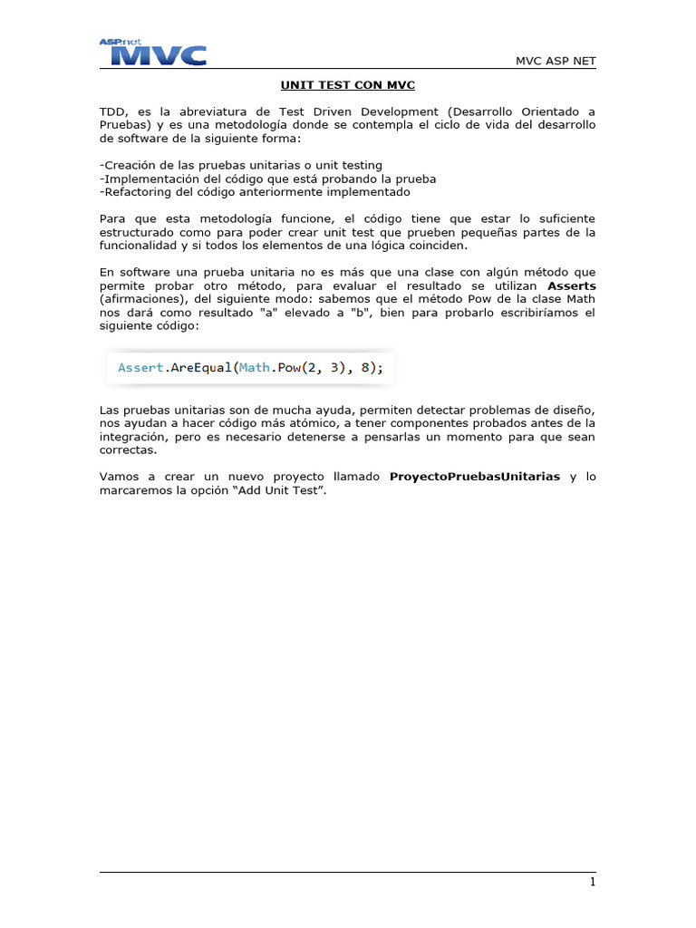 33 - Unit Test Con MVC | PDF | Desarrollo guiado por pruebas ...