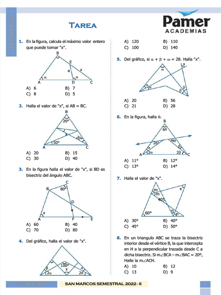 PDF Geometria Triangulos y Lineas Notables Congruencia de Triangulos Fusion Reg 1 2 Tarea ...