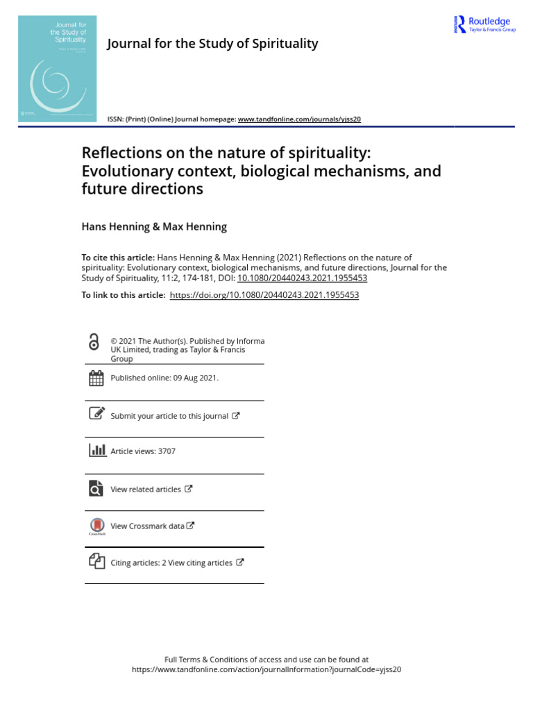 Reflections On The Nature of Spirituality Evolutionary Context Biological Mechanisms and Future ...