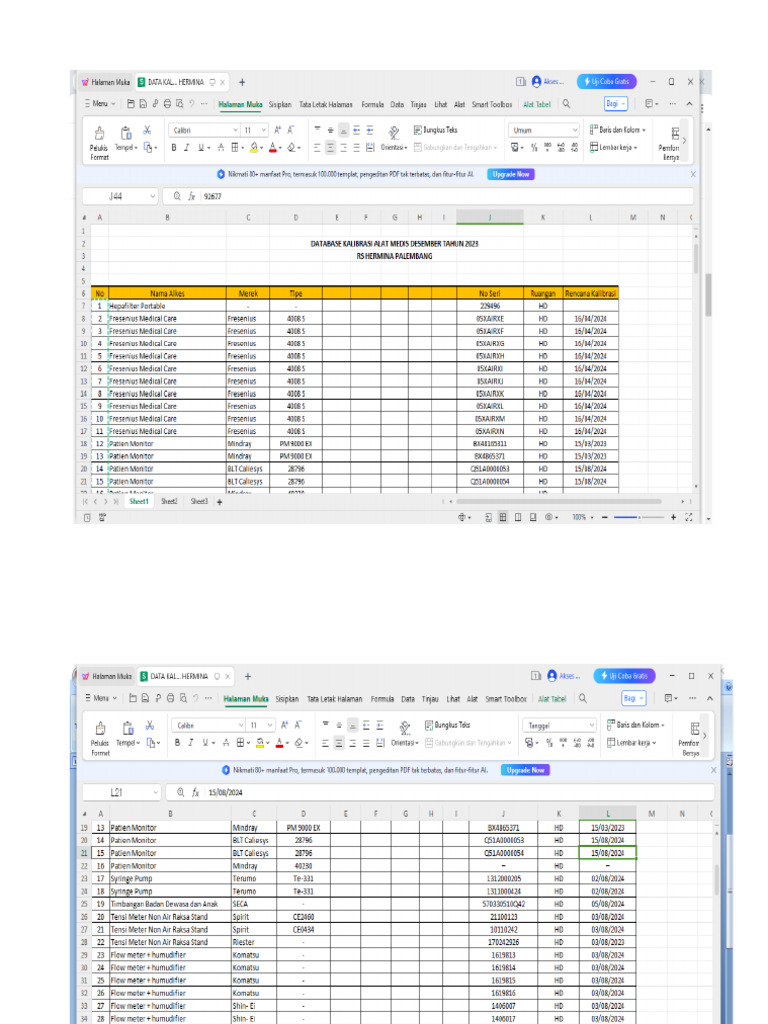 Data Kalibrasi HD Hermina | PDF