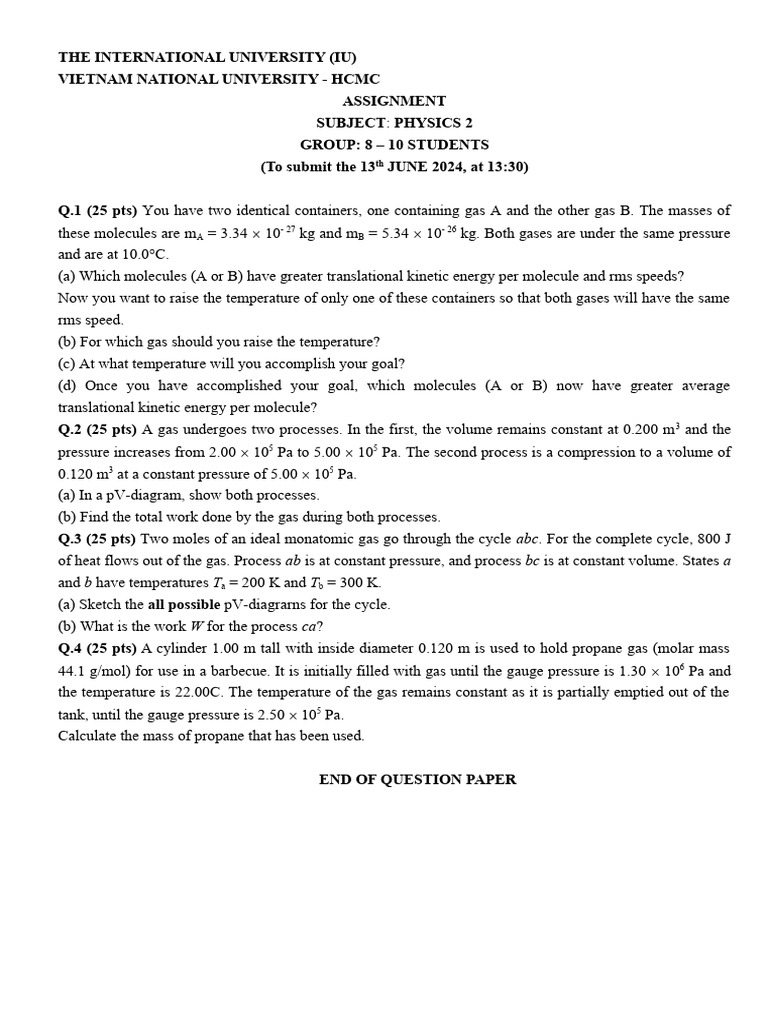 AssignmentPhysics2 06 2024 - Gp1 | PDF