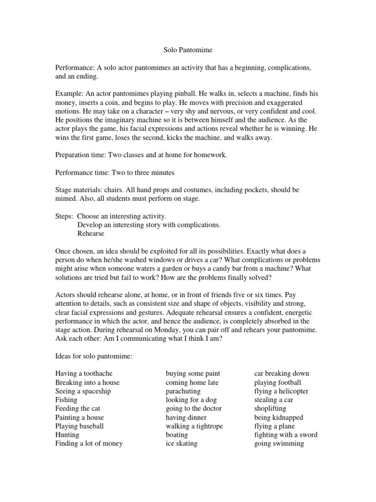 Solo Pantomime | PDF