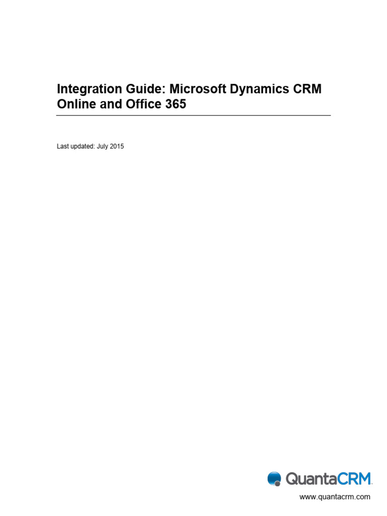 Microsoft Dynamics Crm Onlne Office 365 Integration Pdf Microsoft