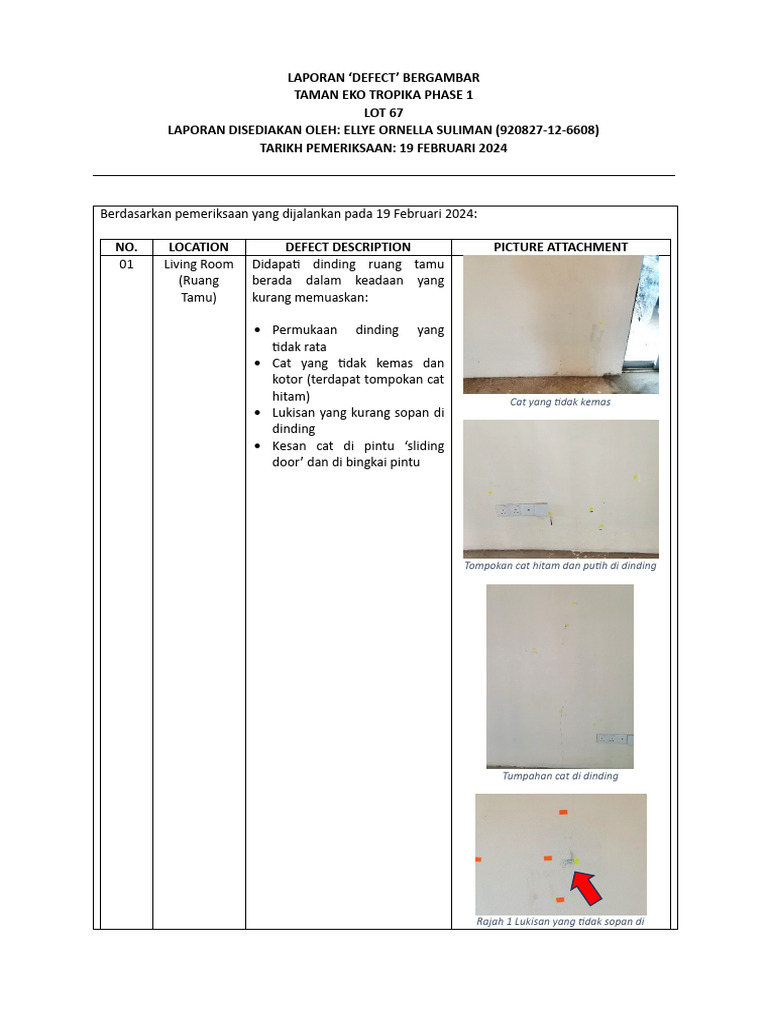 Lot 67 - House Defects Report | PDF