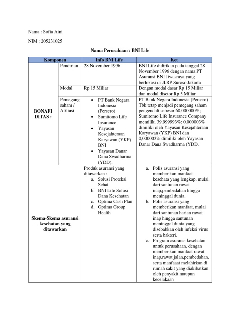 2MPE - Sofia Aini - 205231025 - Asuransi | PDF