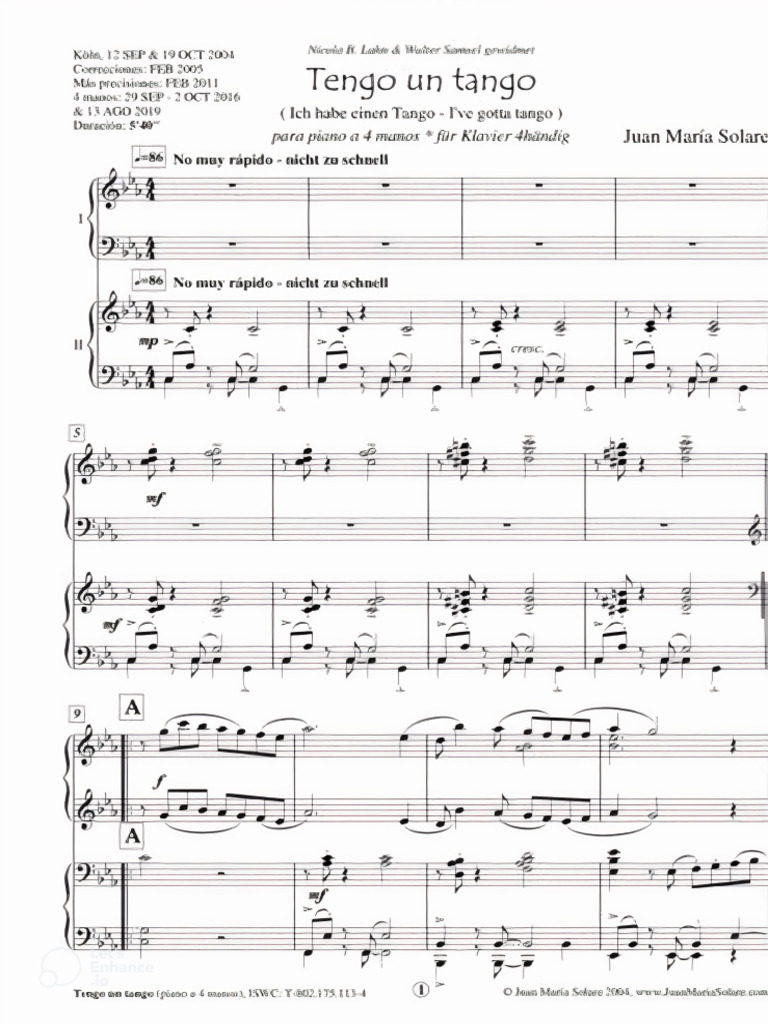 Jose Maria Solare - Tengo Un Tango 4 Manos | PDF