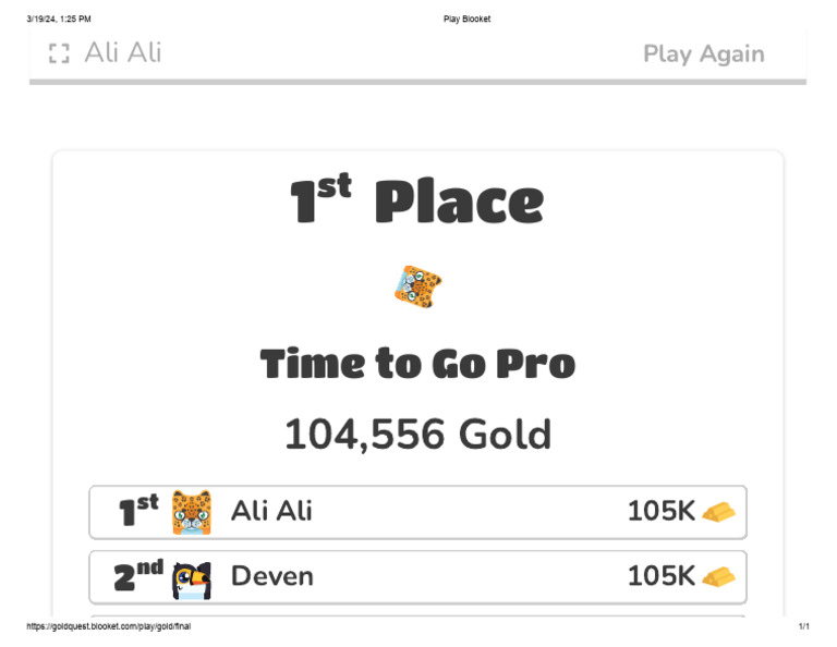 Play Blooket: Gold Quest Results | PDF