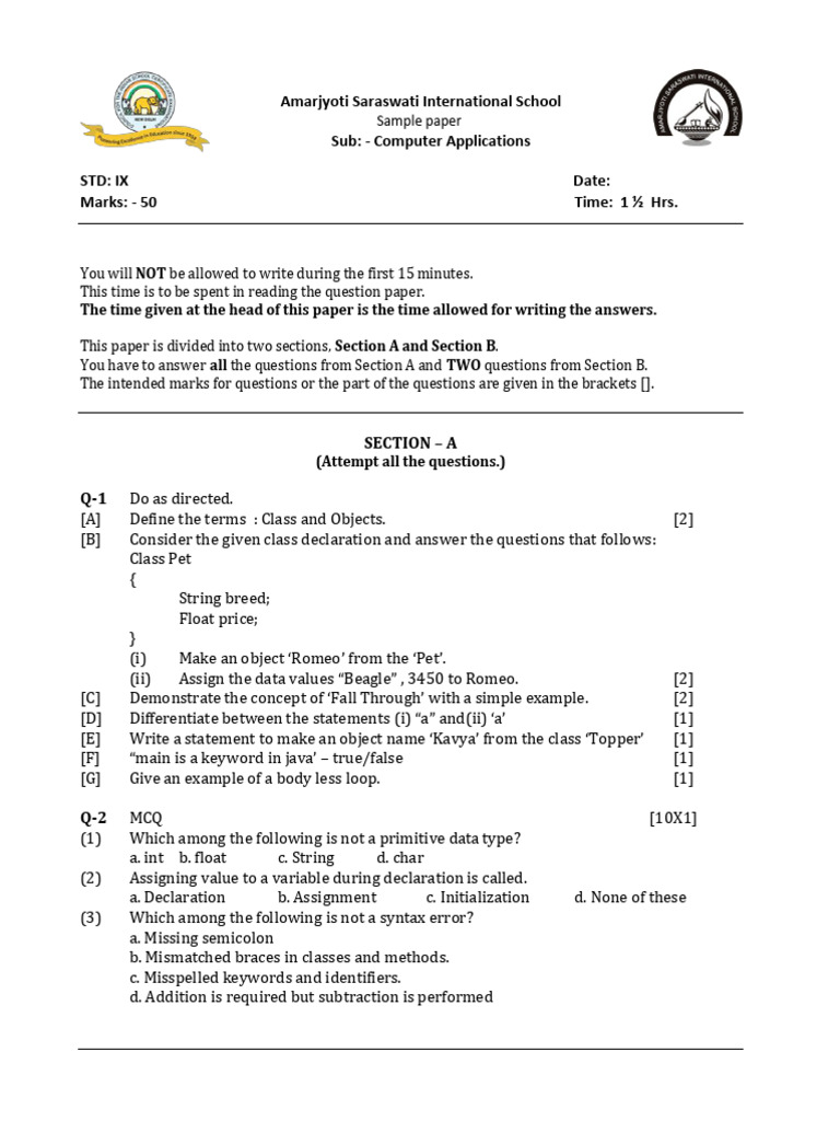 Sample Ut2 Pdf C Programming Language Integer Computer Science