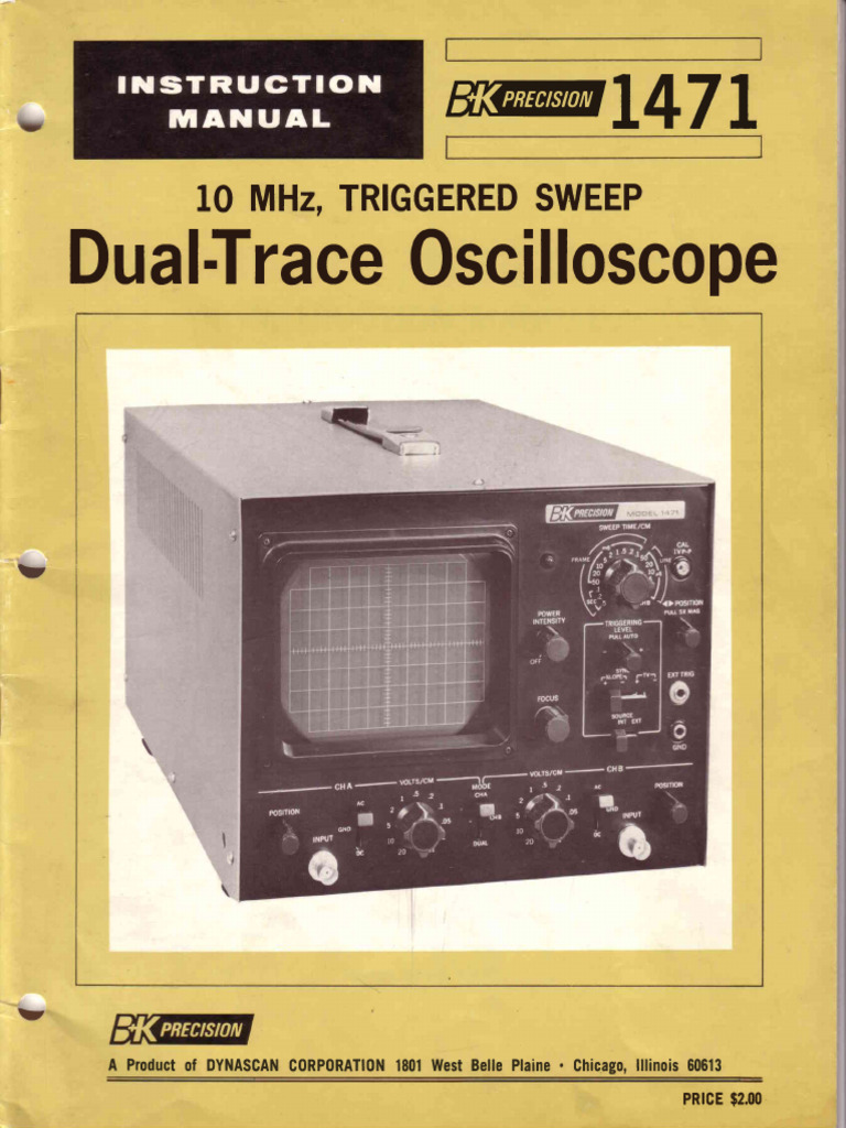 B&K Precision Model L471 Oscilloscope Manual | PDF | Electrical ...