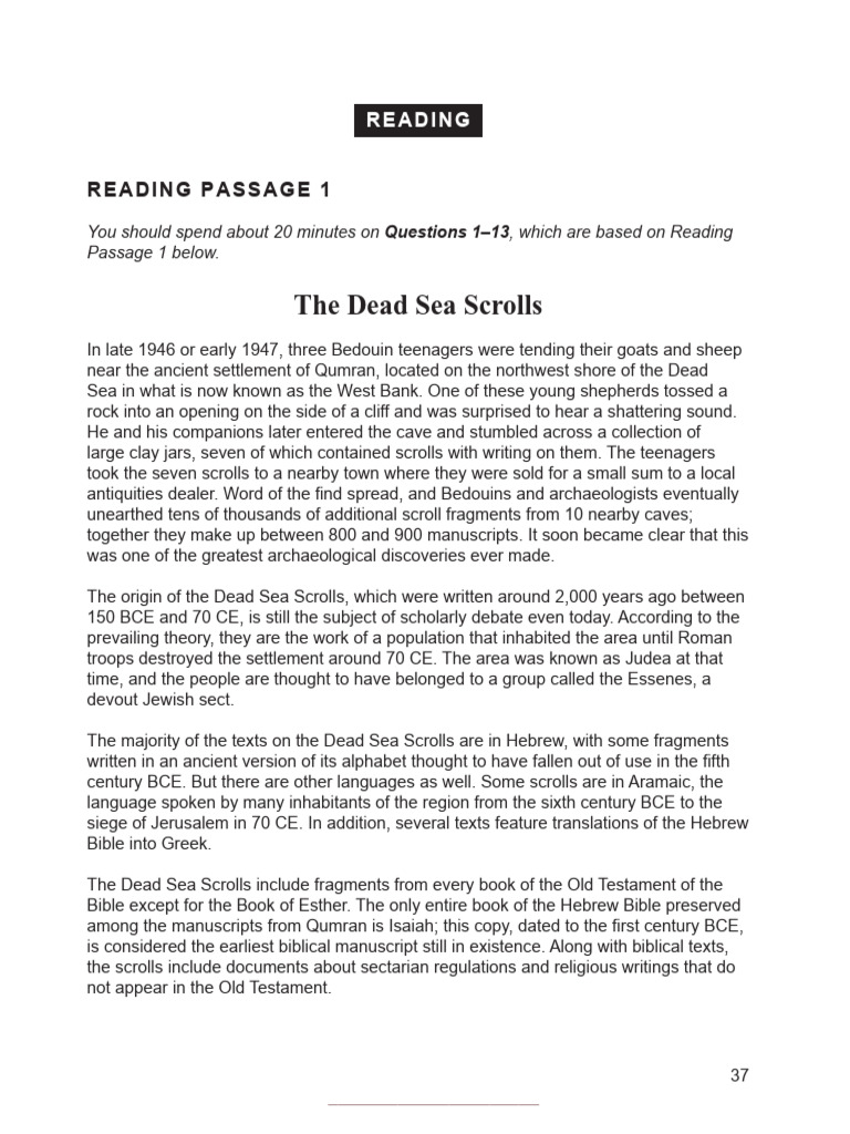 The Dead Sea Scrolls IELTS Reading PDF | PDF | Dead Sea Scrolls | Bible
