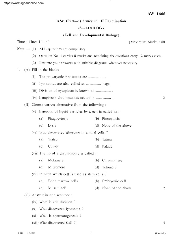First Year Zoology Exam Notes | PDF | Anatomy | Histology