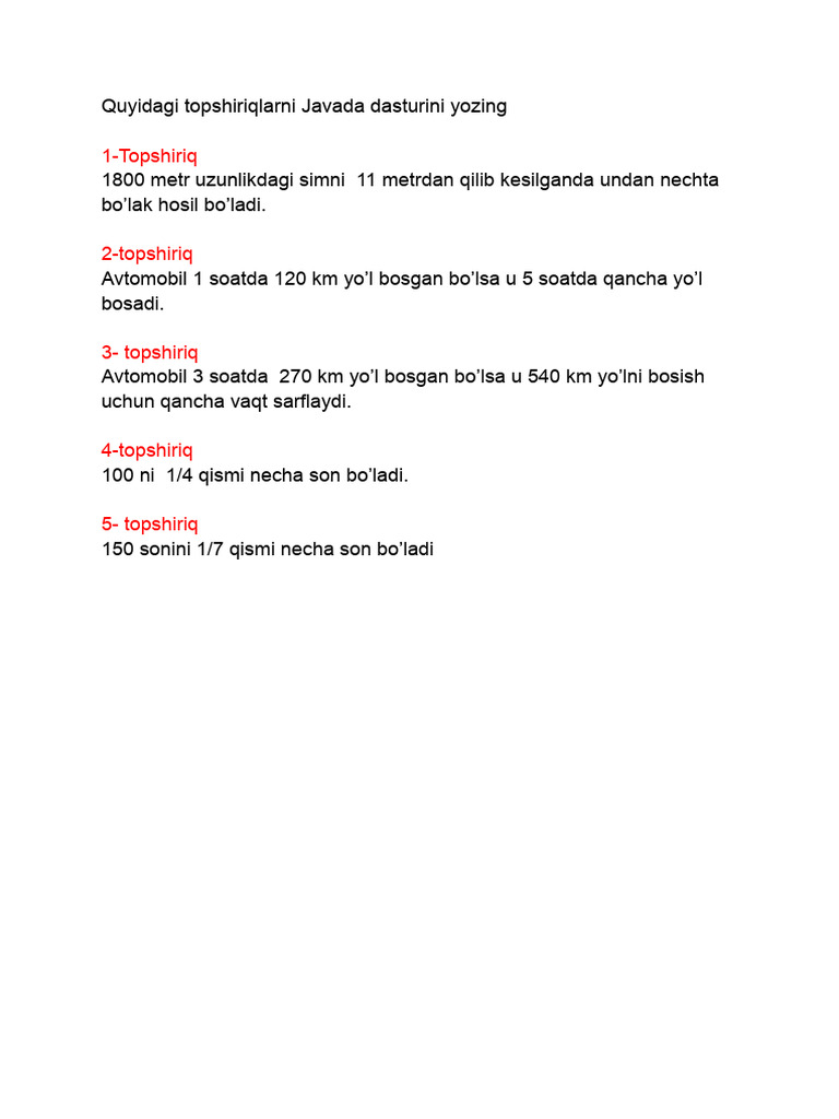 3 Dars Topshiriq | PDF