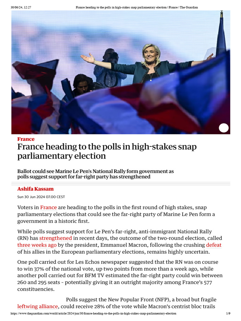 France Heading To The Polls in High-Stakes Snap Parliamentary Election ...