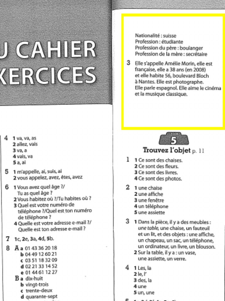 Correction Homework Lesson 4 - French 1 | PDF