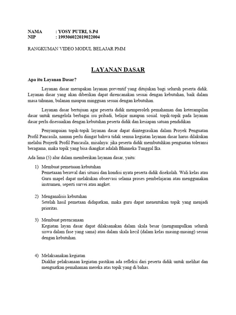 Rancangan Layanan Responsif di SD | PDF