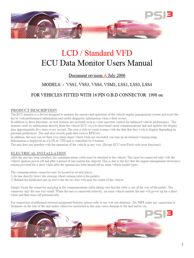 Monitor Psi3 s1003, s1004 Manual | PDF | Turbocharger | Electrical ...