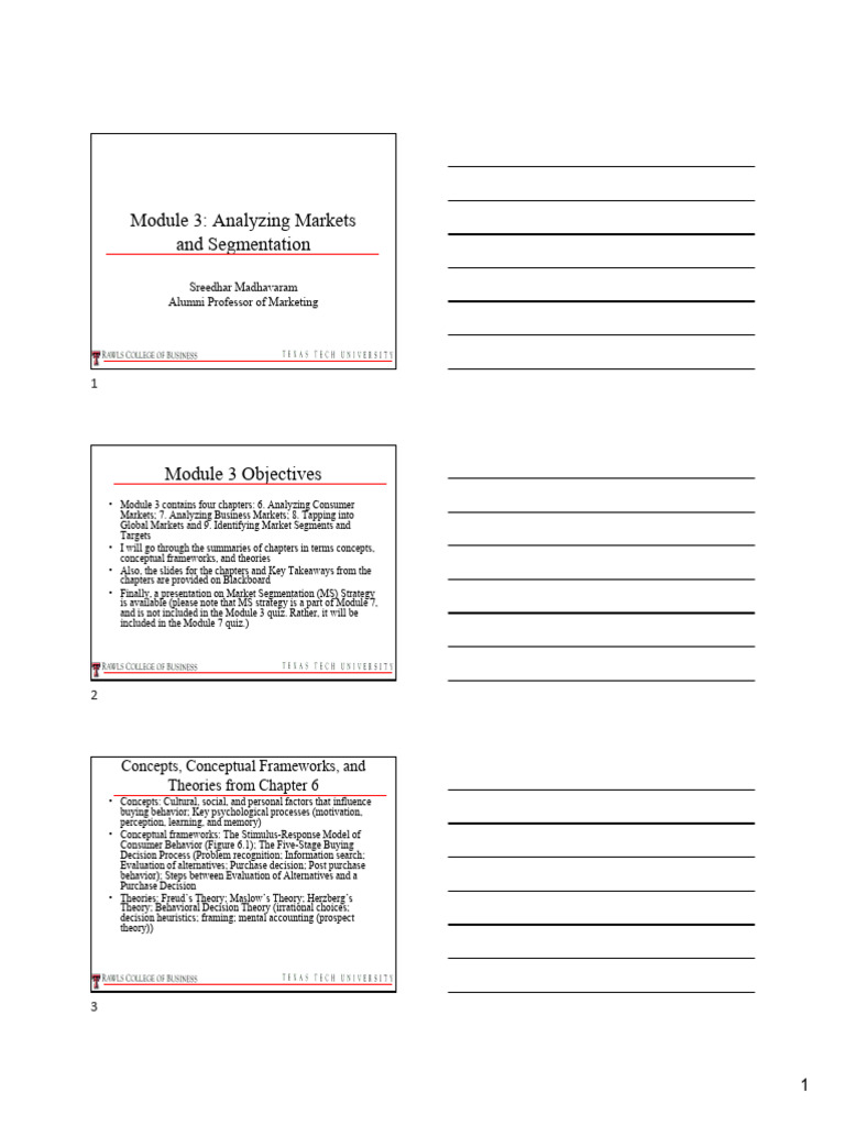 Module 3 Analyzing Markets and Segmentation Notespage | PDF | Marketing ...
